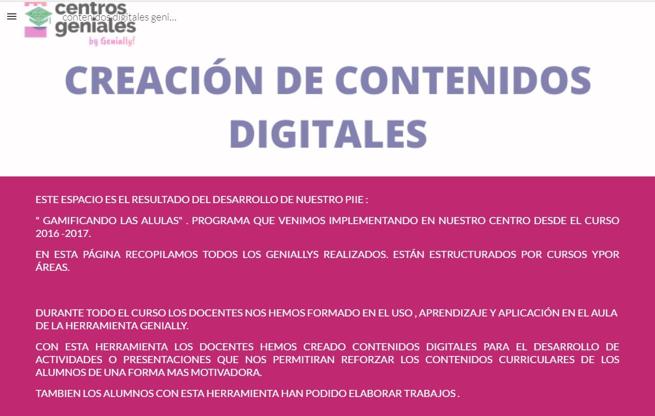 PRESENTACIÓN WEB CONTENIDOS DIGITALES | Genially