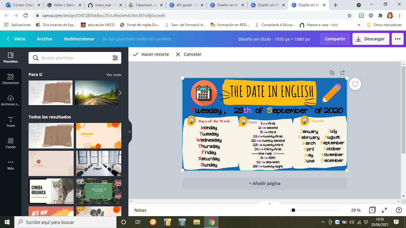 the date in english | Genially