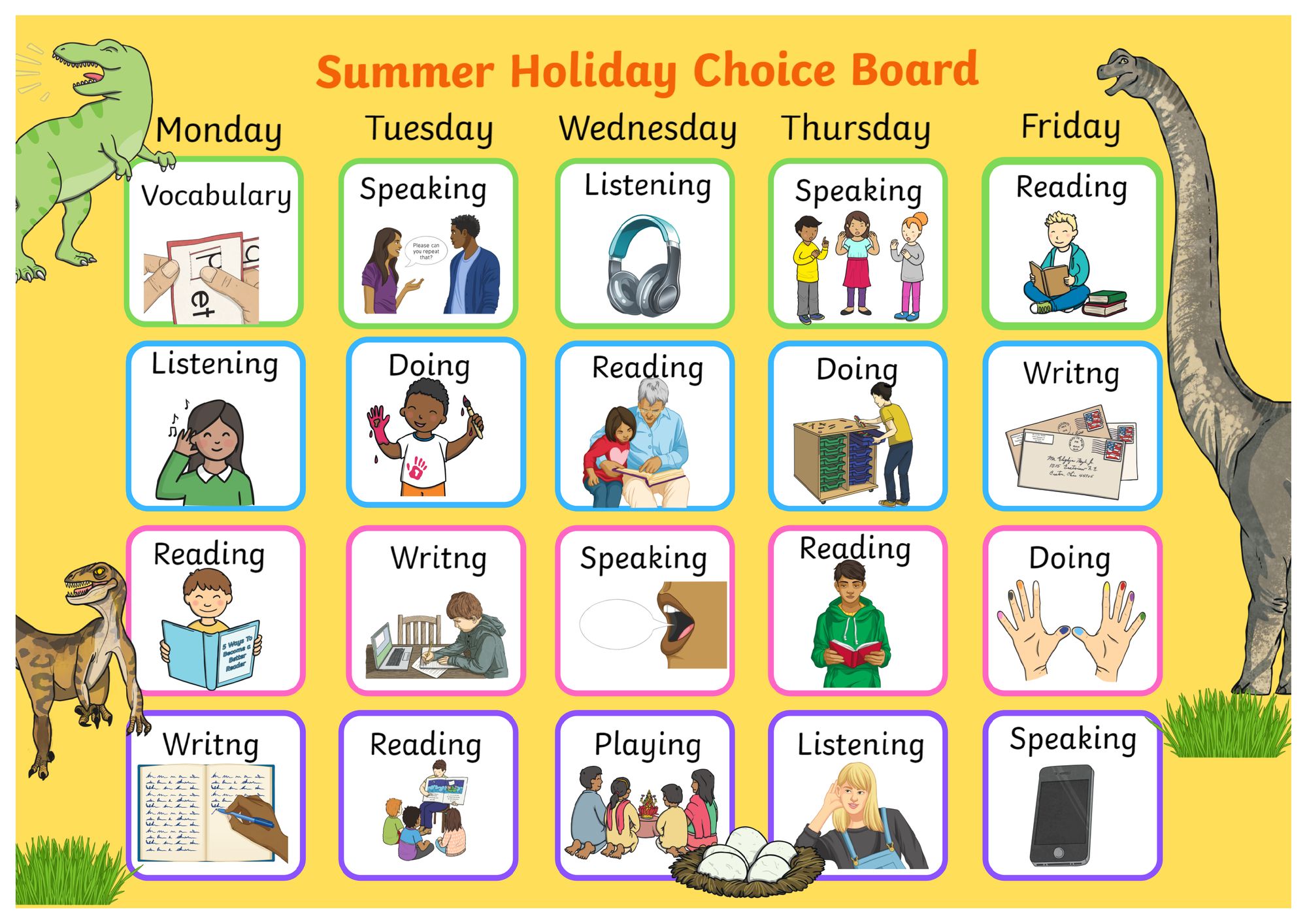 Summer Jurassic Choice Board