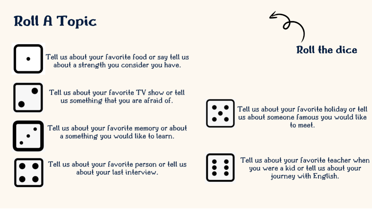 Roll a Topic | Genially