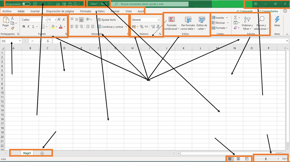 Partes de la pantalla de Excel | Genially