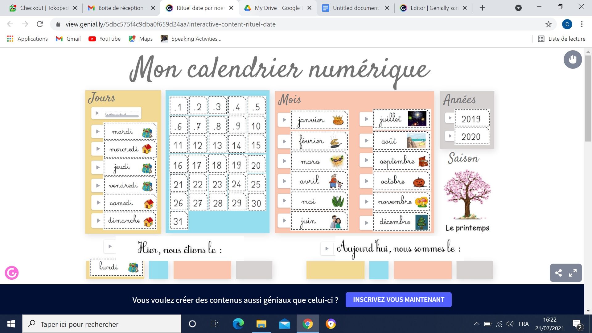 Calendrier | Genially