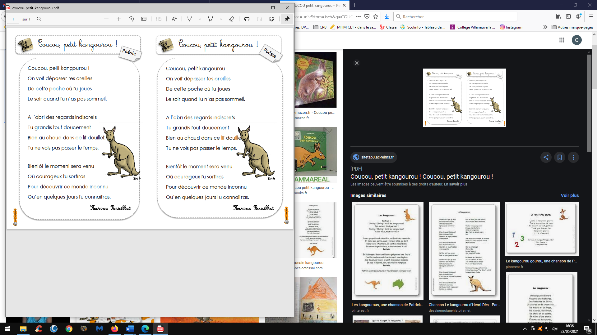 Poésie: coucou petit Kangourou | Genially