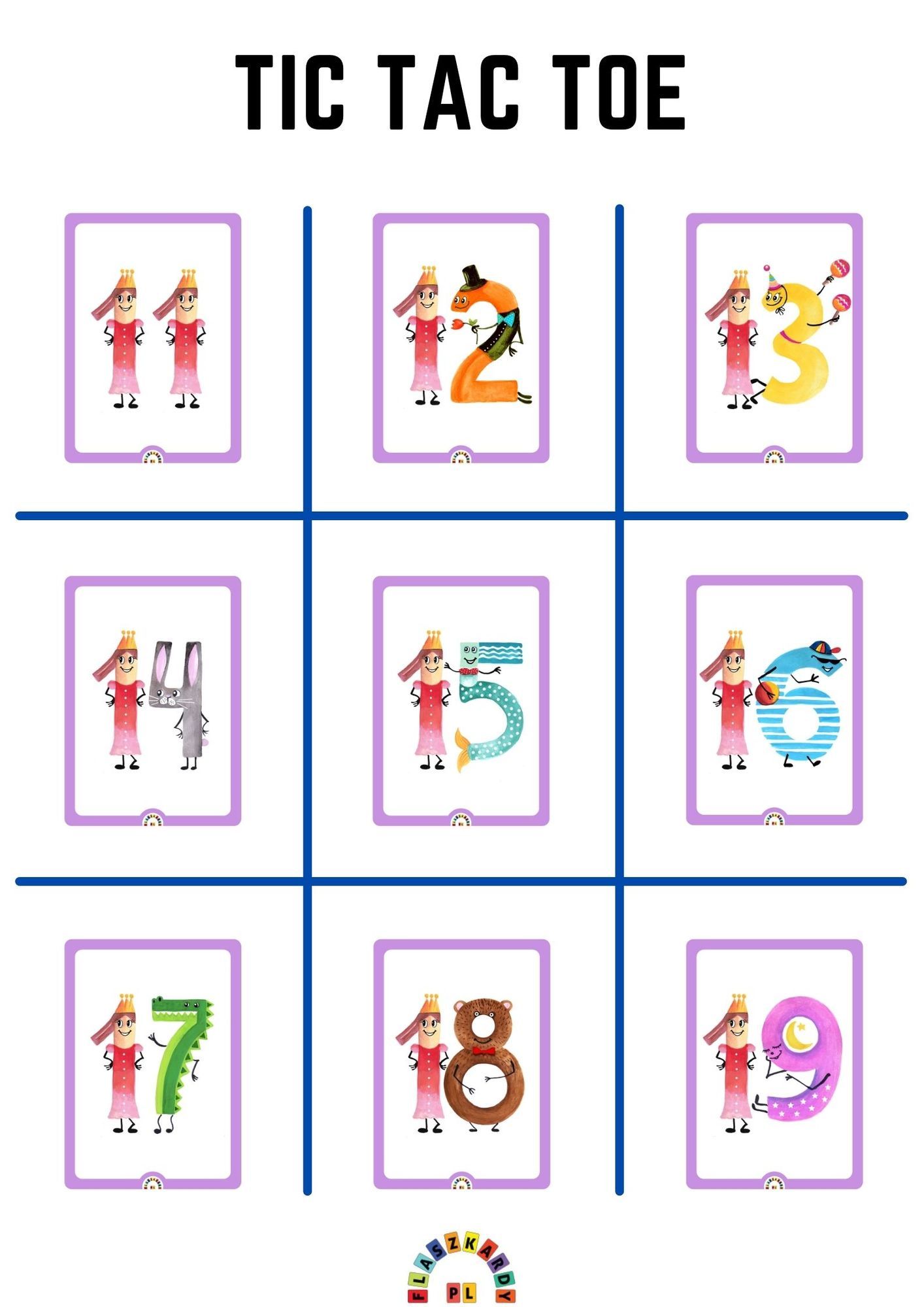 Numbers (10-20) Tic Tac Toe | Genially