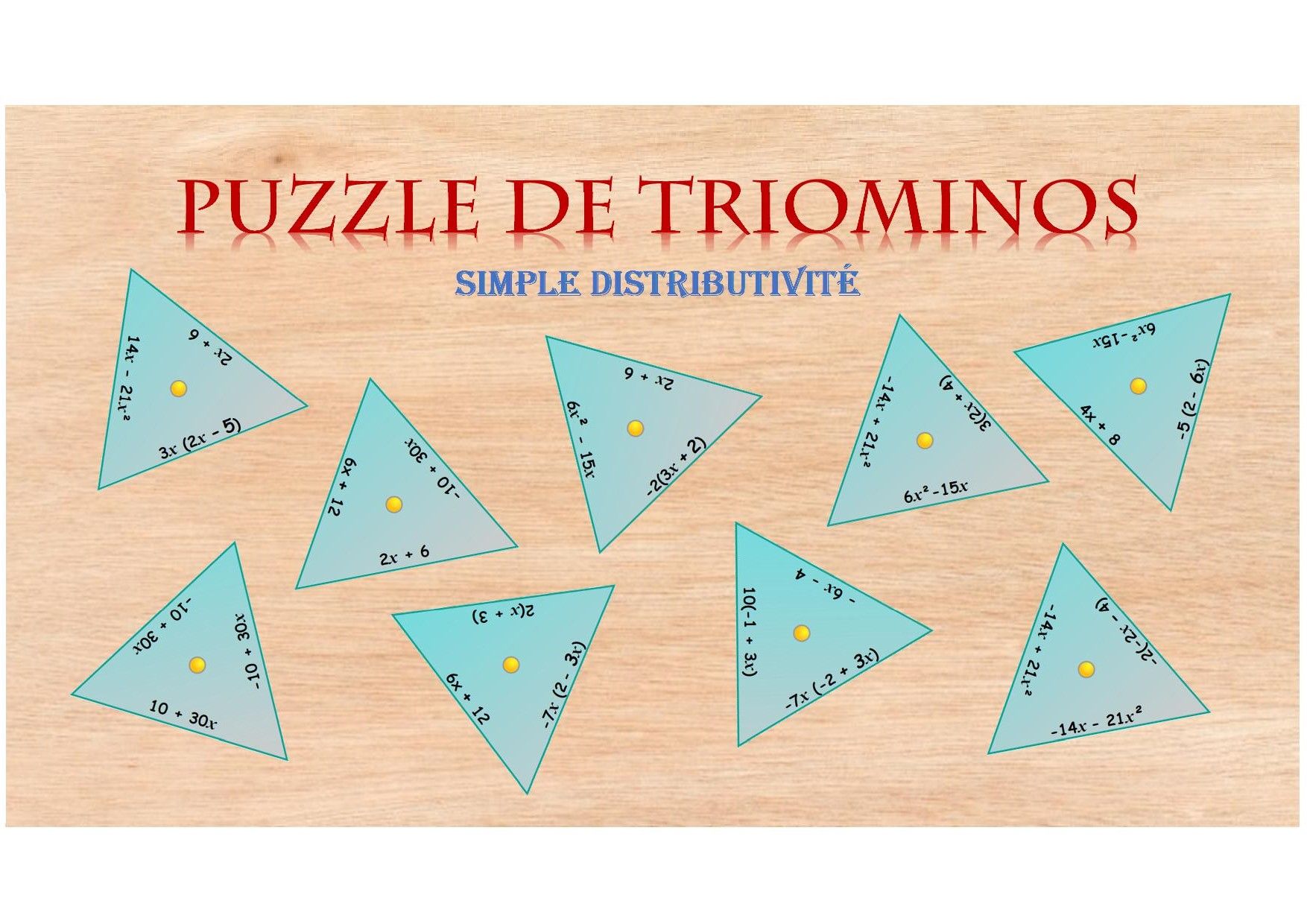 Triominos de simple distributivité | Genially