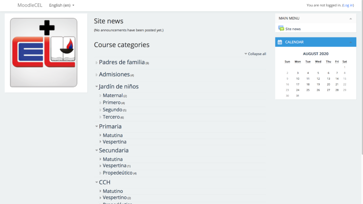 Vista principal: LMS MoodleCEL
