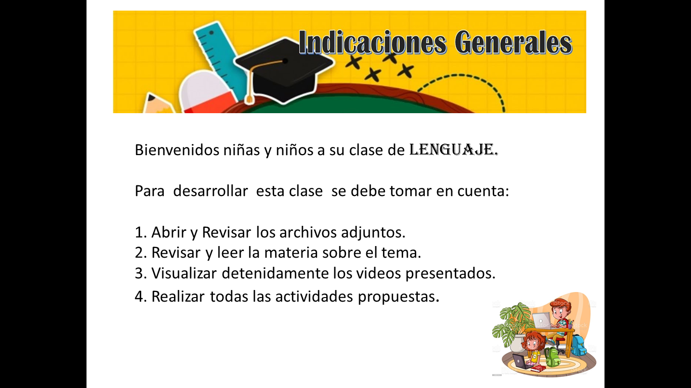 INDICACIONES GENERALES LENGUAJE | Genially