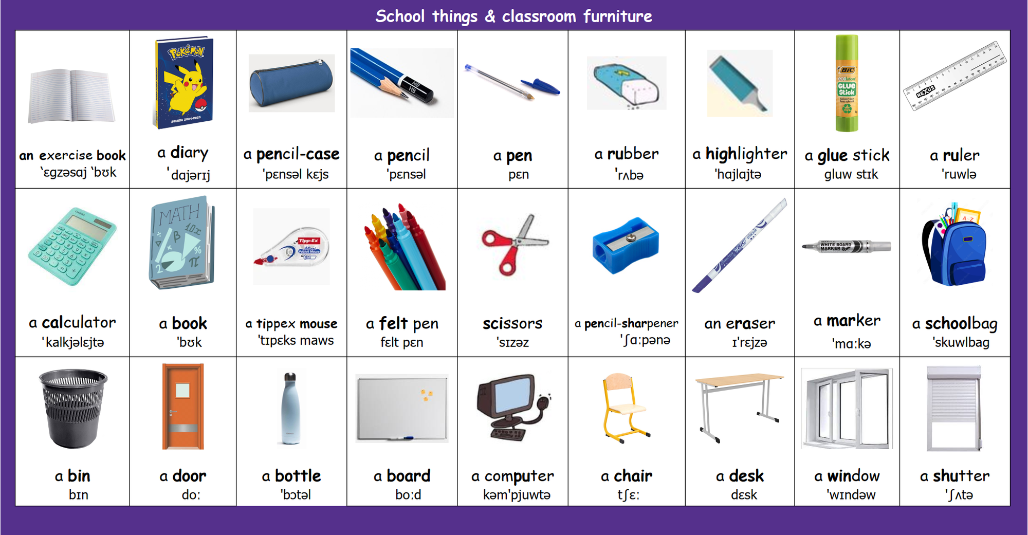 School things & classroom furniture | Genially
