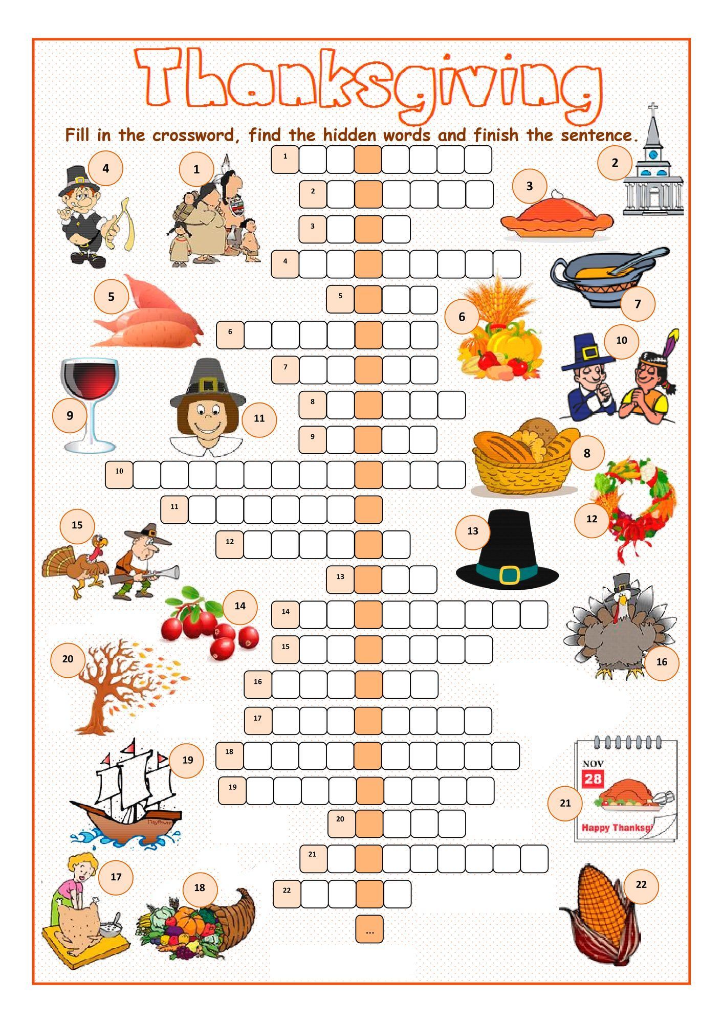 THANKSGIVING CROSSWORDS | Genially
