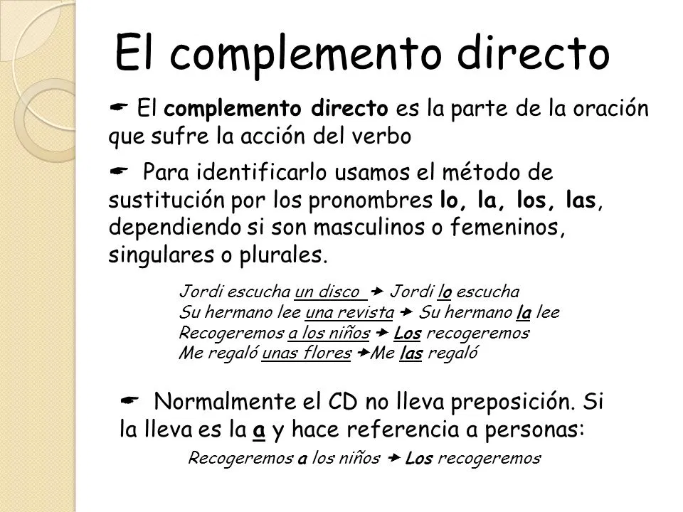 COMPLEMENTO DIRECTO E INDIRECTO
