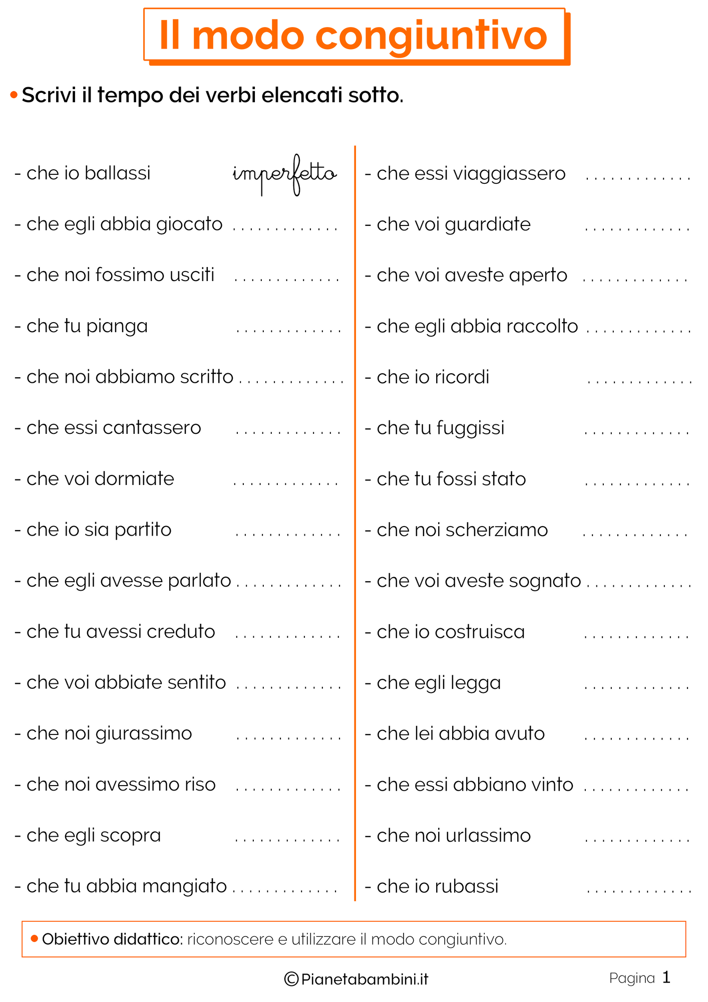 VERBI: INTRODUZIONE AL CONGIUNTIVO