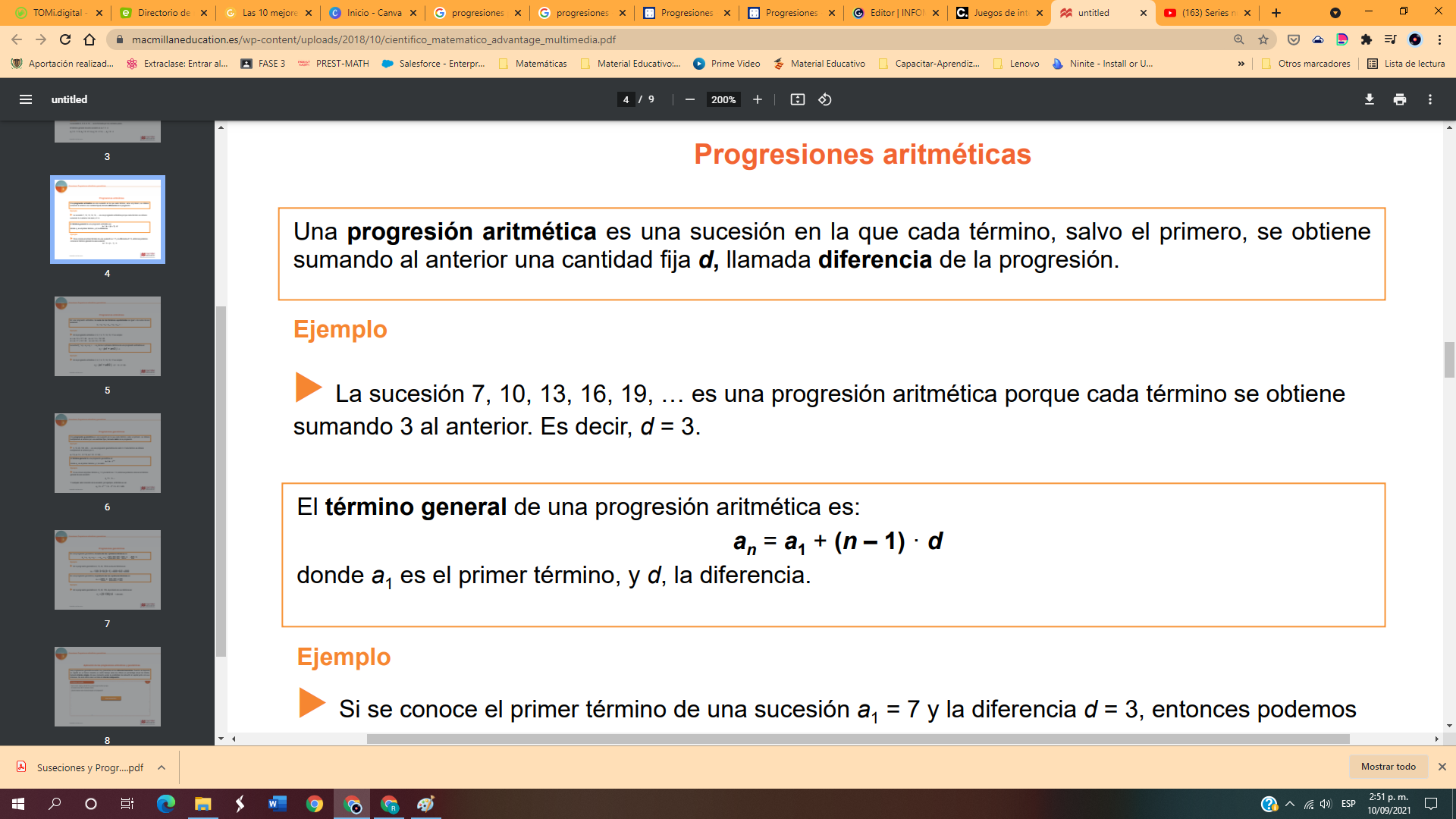 INFOMATH - SUCESIONES ARITMÉTICAS | Genially