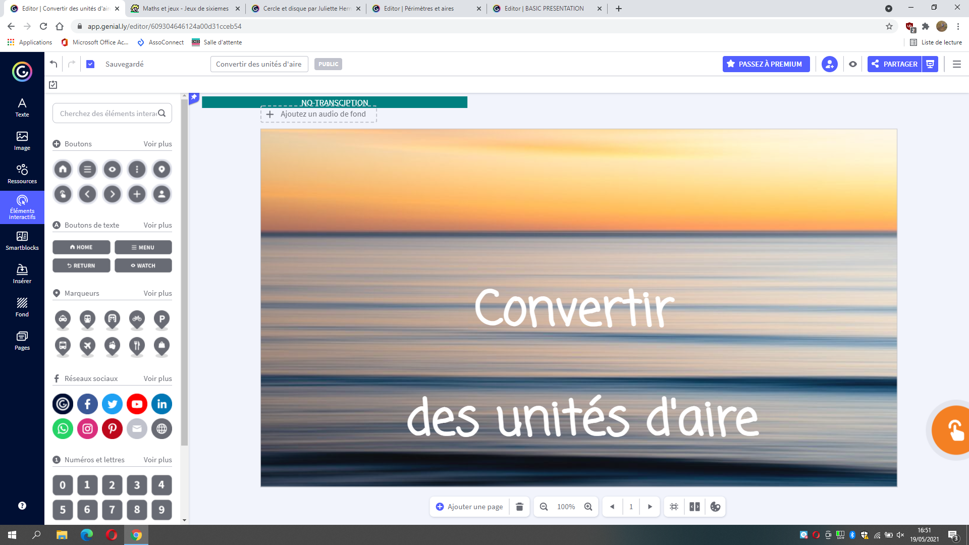 5ème Conversions, périmètres et aires | Genially