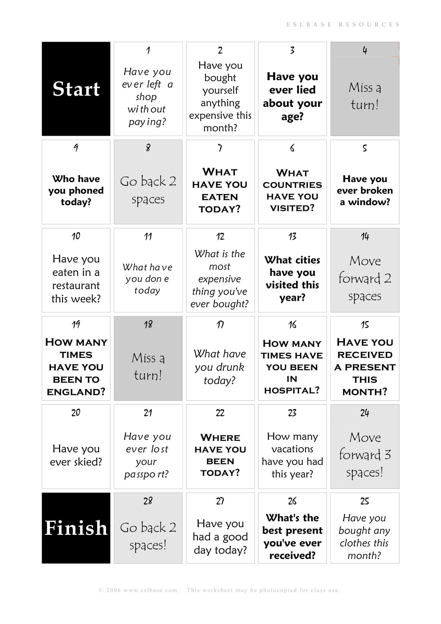 PRESENT PERFECT BOARDGAME | Genially