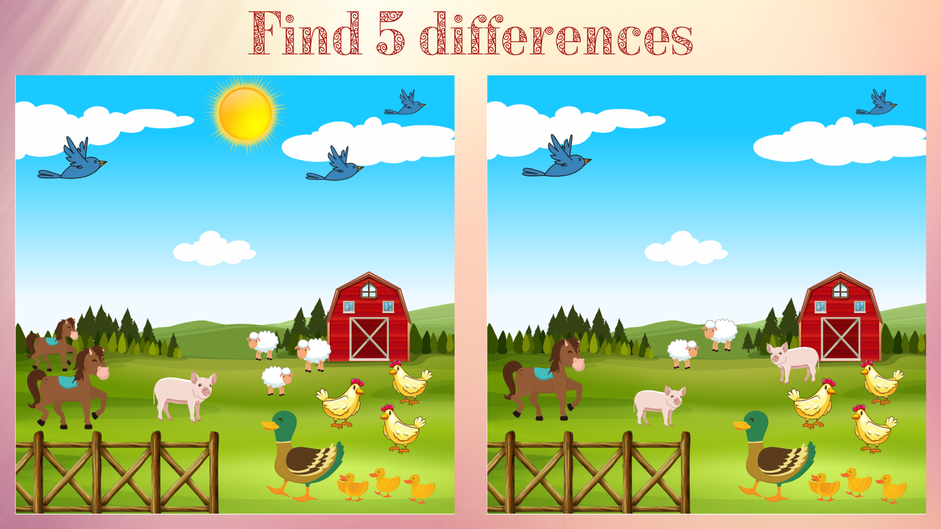 Find 5 differences_animals | Genially