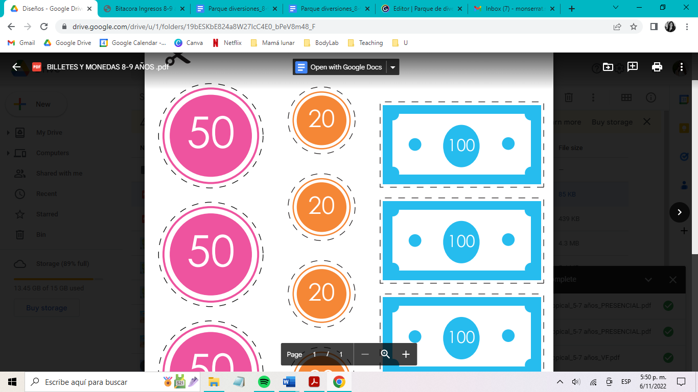 Parque de diversiones_tabla de conteo | Genially