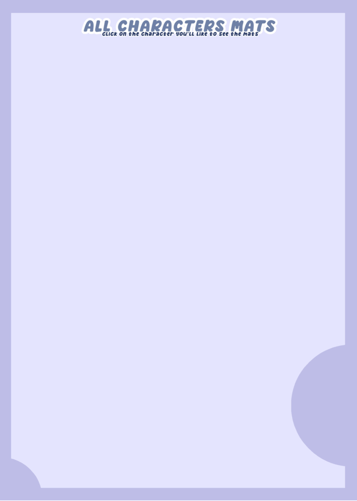 all characters mats | Genially