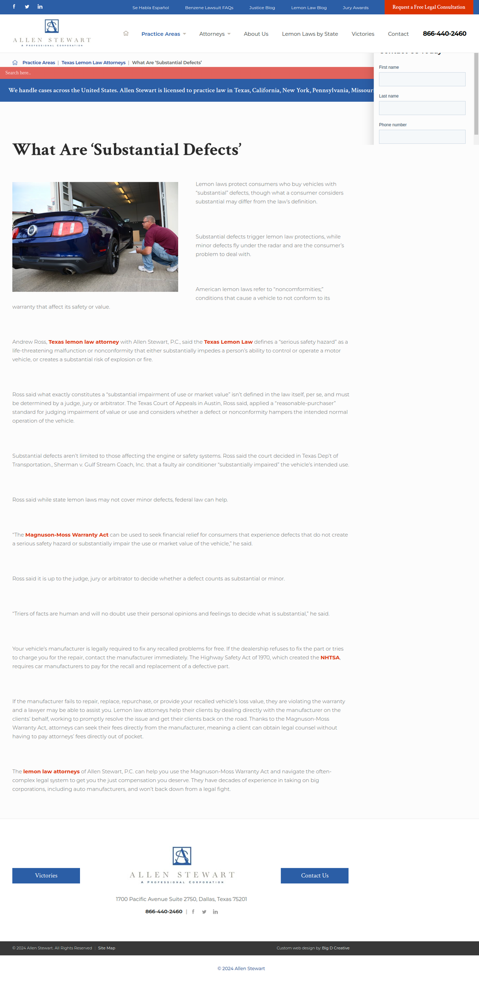 Identifying Substantial Defects in Lemon Law Cases