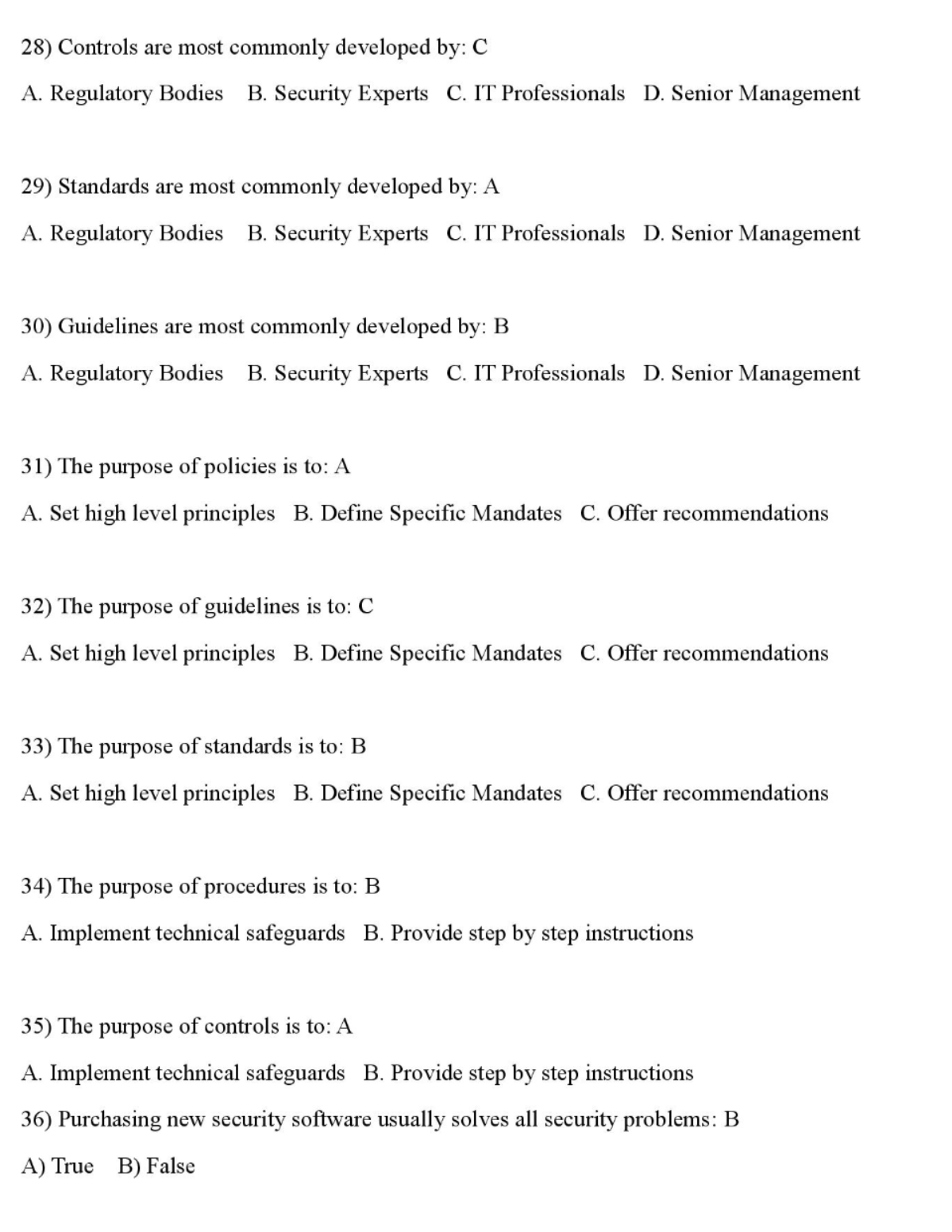 policies quiz