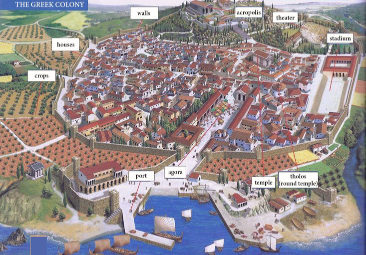 Greek Polis Drawing With Labels