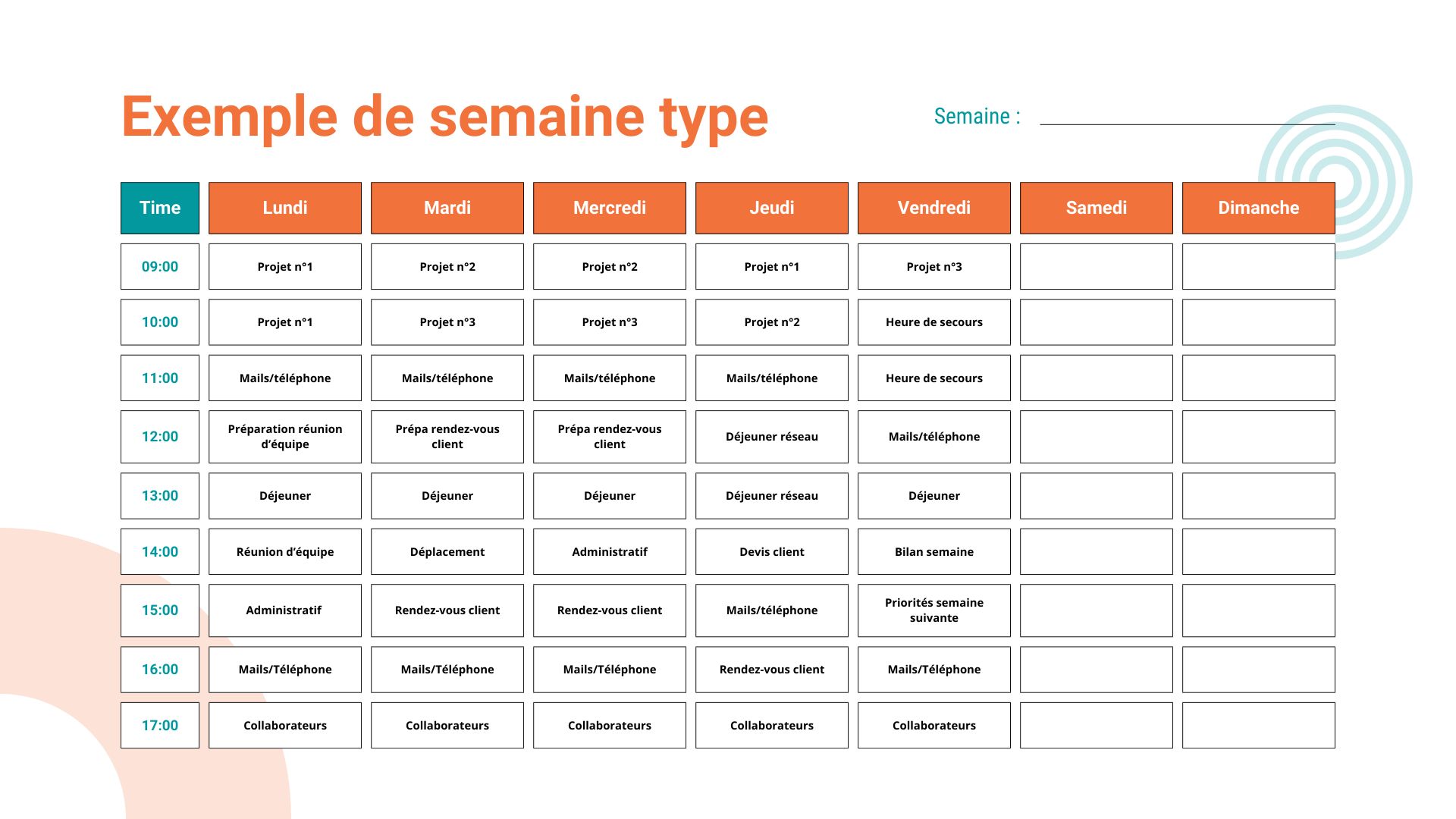 Planifier sa semaine