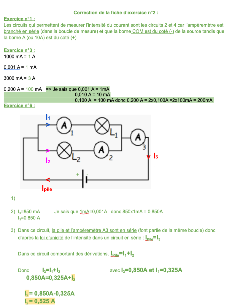 correction fiches exos 2 et 3 E1-4èmes | Genially